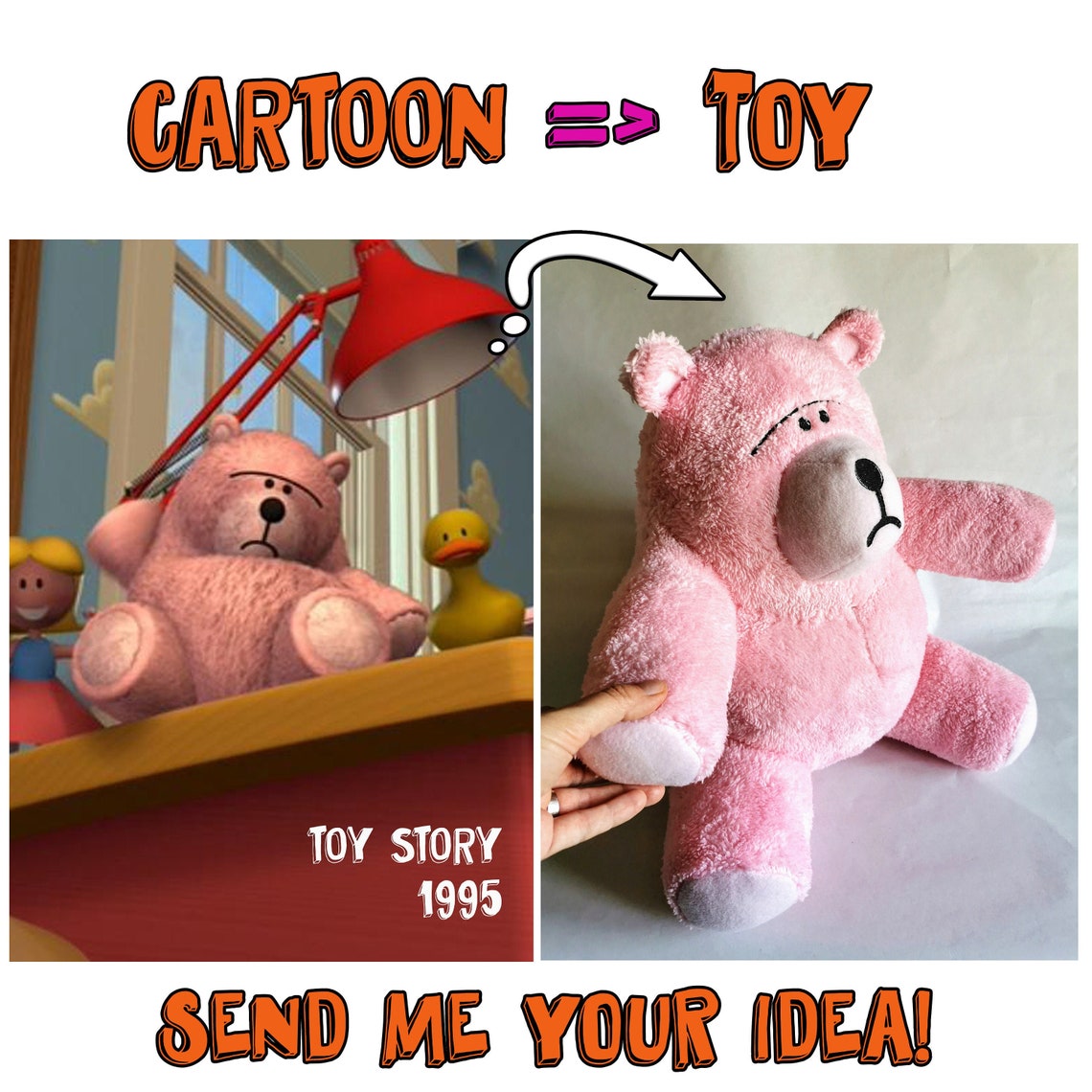 Pink Bear Plush based on Toy Story 1995 Toy Story fan replica | Etsy