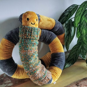 Giant Cuddling Worm Plush With Knitted Turtleneck, Fun Fantasy Creature ...