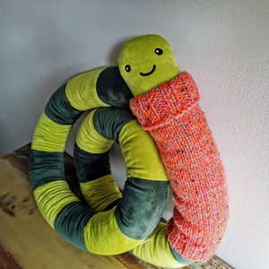 Giant Earthworm Plush With Knitted Turtleneck, Funny Fantasy Odd ...