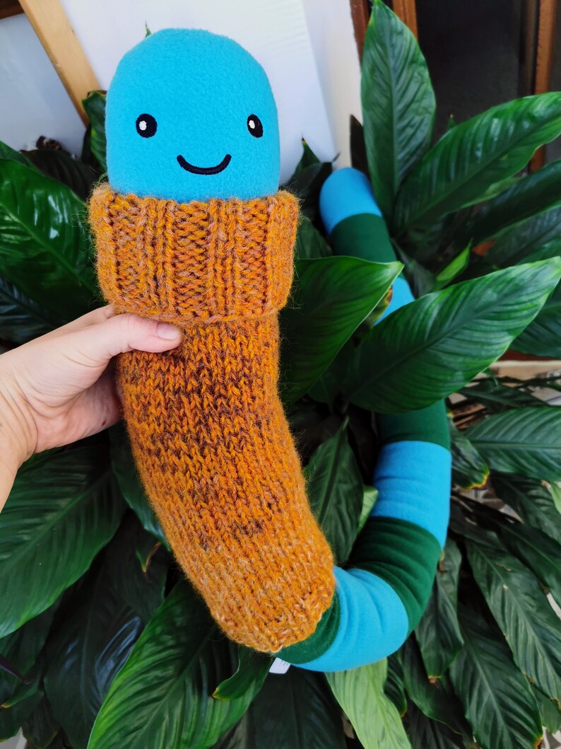 Giant Worm Plush, Hand-knitted Turtleneck, Fantasy Odd Critter (200cm ...