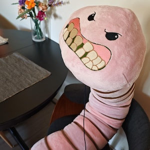 Giant Pink Alaskan Bull Worm Plush - Spongebob Cosplay Cuddle Buddy ...