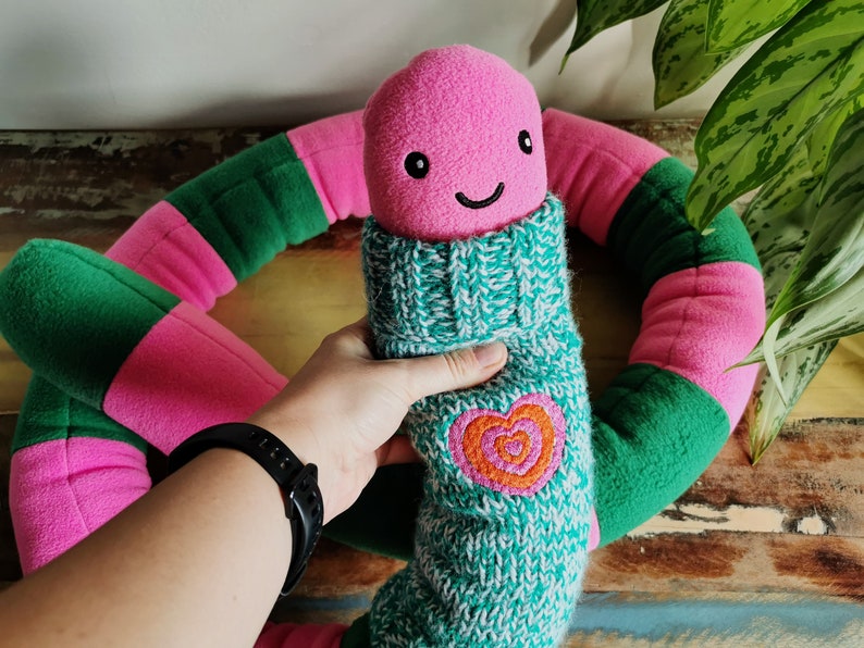 Giant Cuddling Worm Plush Dressed in Knitted Turtleneck Love - Etsy