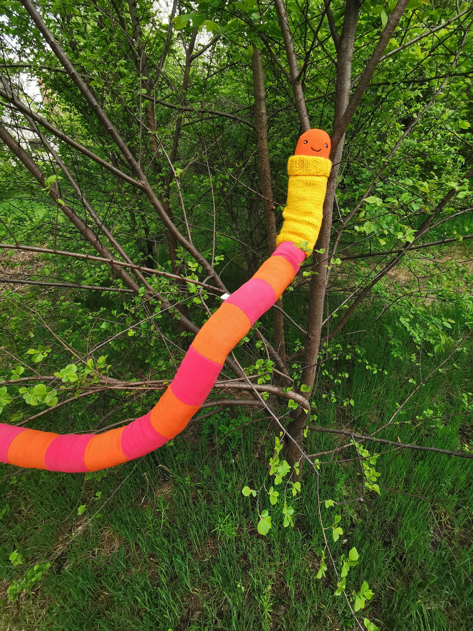 Giant Worm Plush Toy With Knitted Turtleneck Orange-pink - Etsy