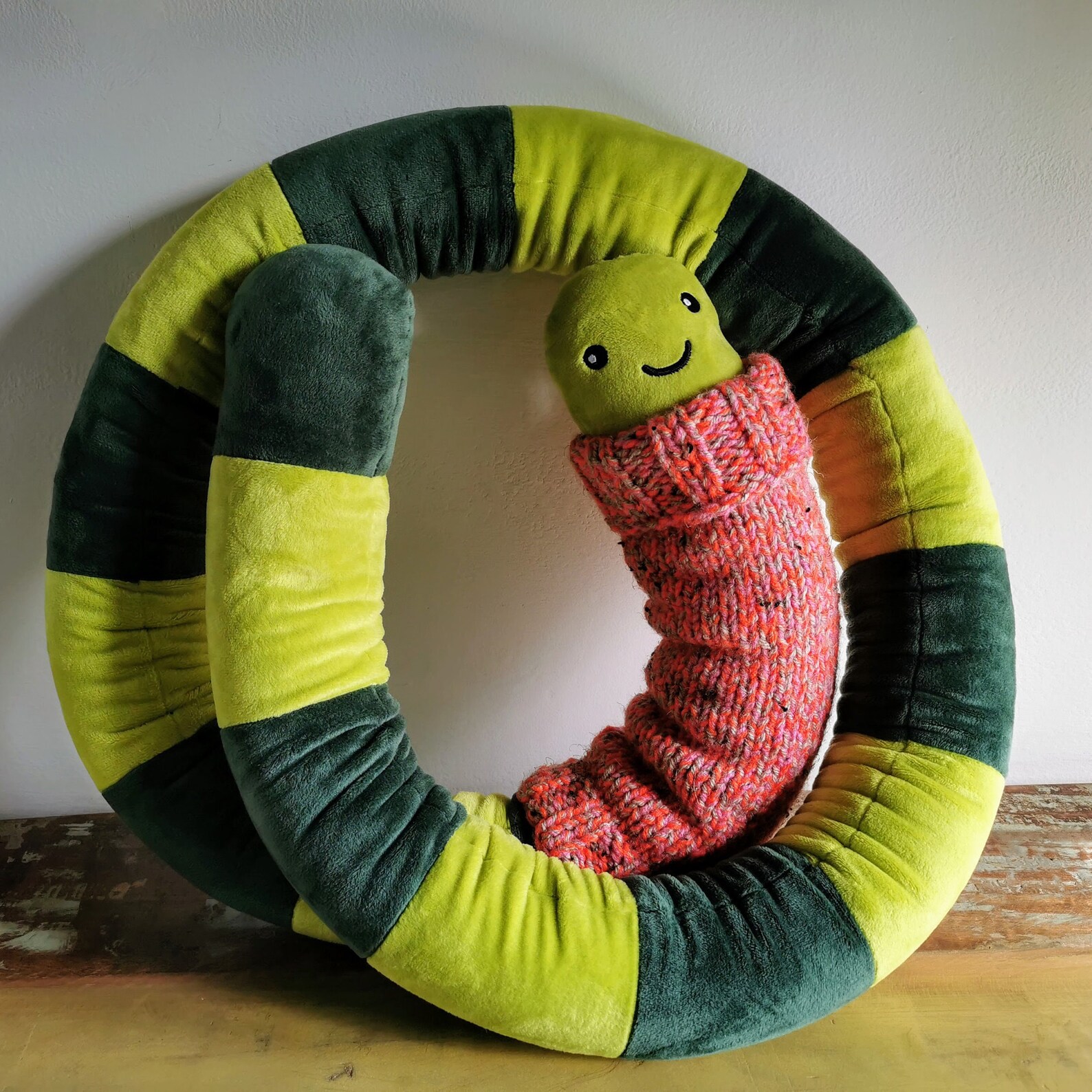 Giant Earthworm Plush With Knitted Turtleneck Funny Fantasy - Etsy