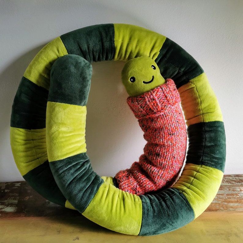Giant Earthworm Plush With Knitted Turtleneck Funny Fantasy - Etsy