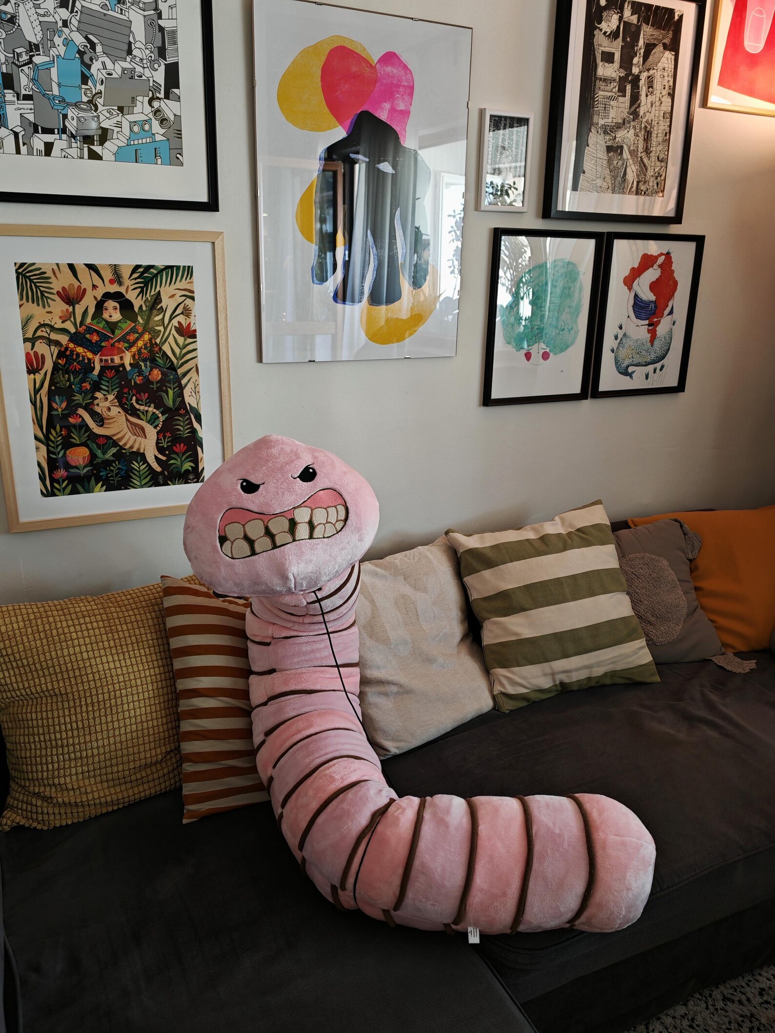 Giant Pink Alaskan Bull Worm Plush - Spongebob Cosplay Cuddle Buddy ...