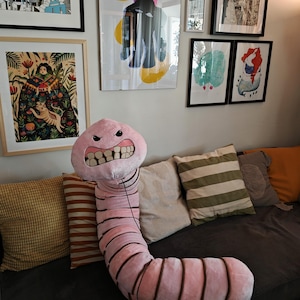 Giant Pink Alaskan Bull Worm Plush - Spongebob Cosplay Cuddle Buddy ...