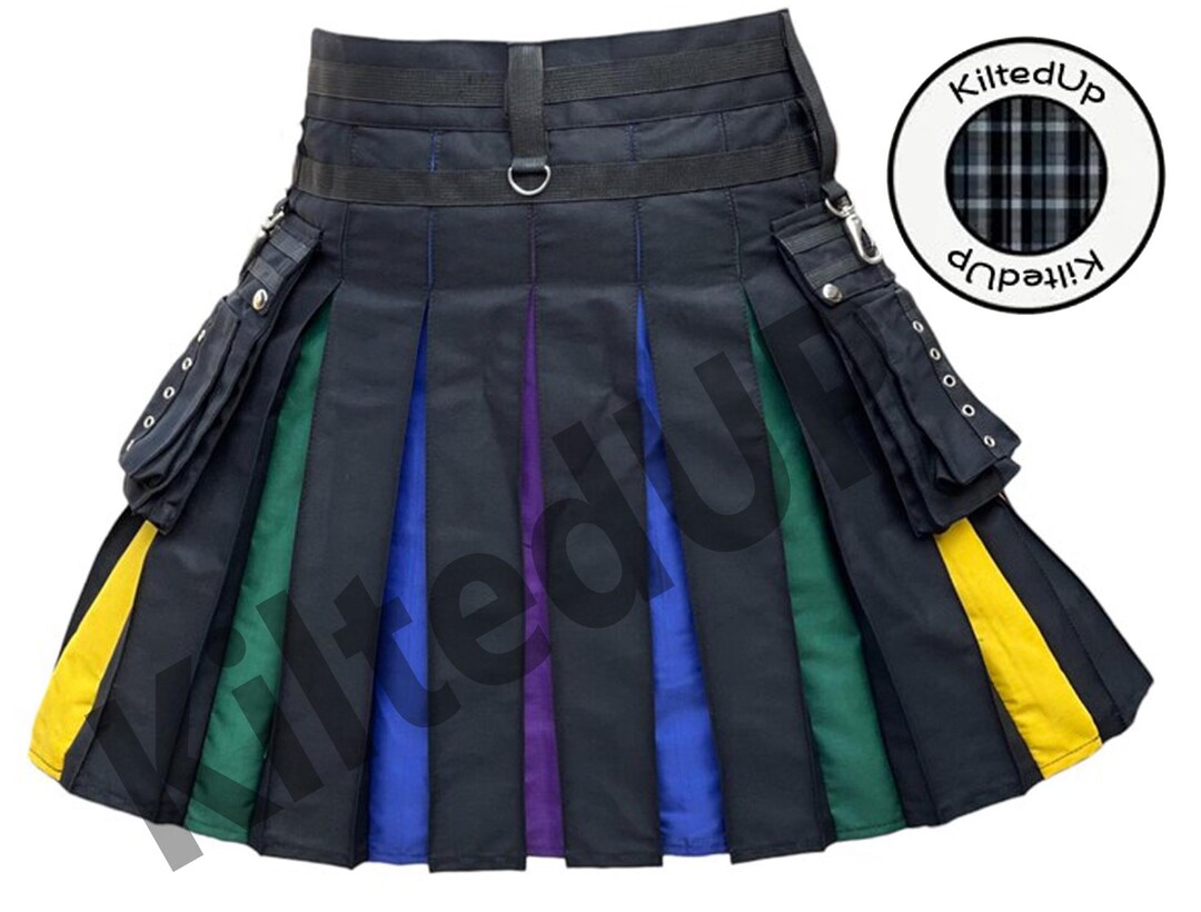 Men's Scottish Hybrid Pride Kilt Rainbow Kilt LGBT Gay Kilt Modern ...