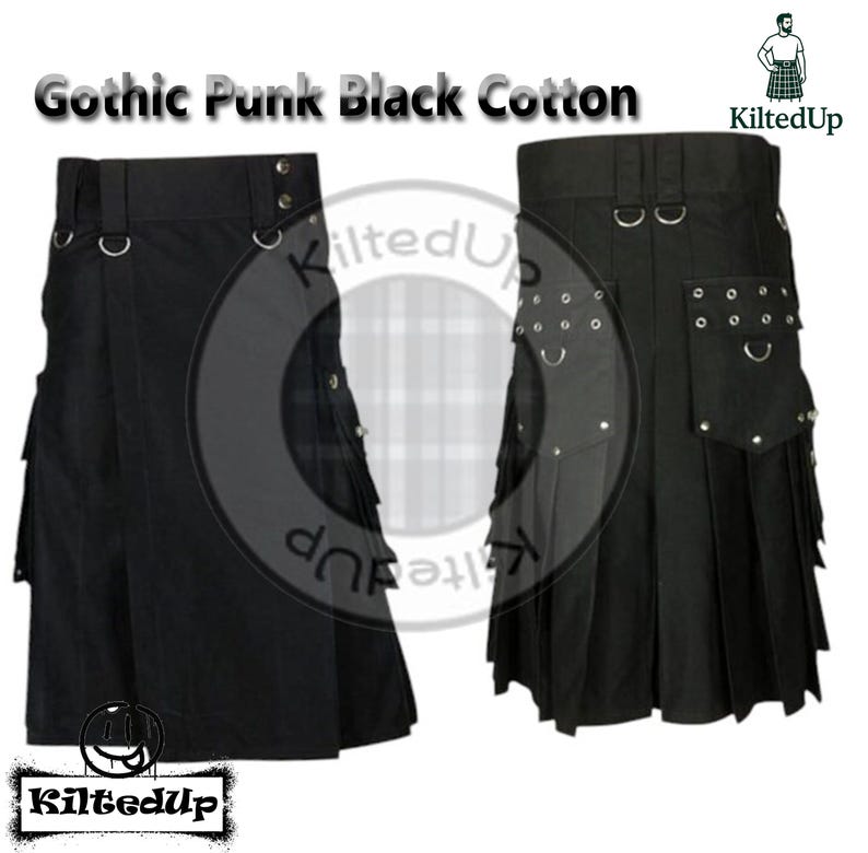 Goth Punk Utility Kilt – Black Techwear Skirt, Steampunk Rave Vibes - Etsy