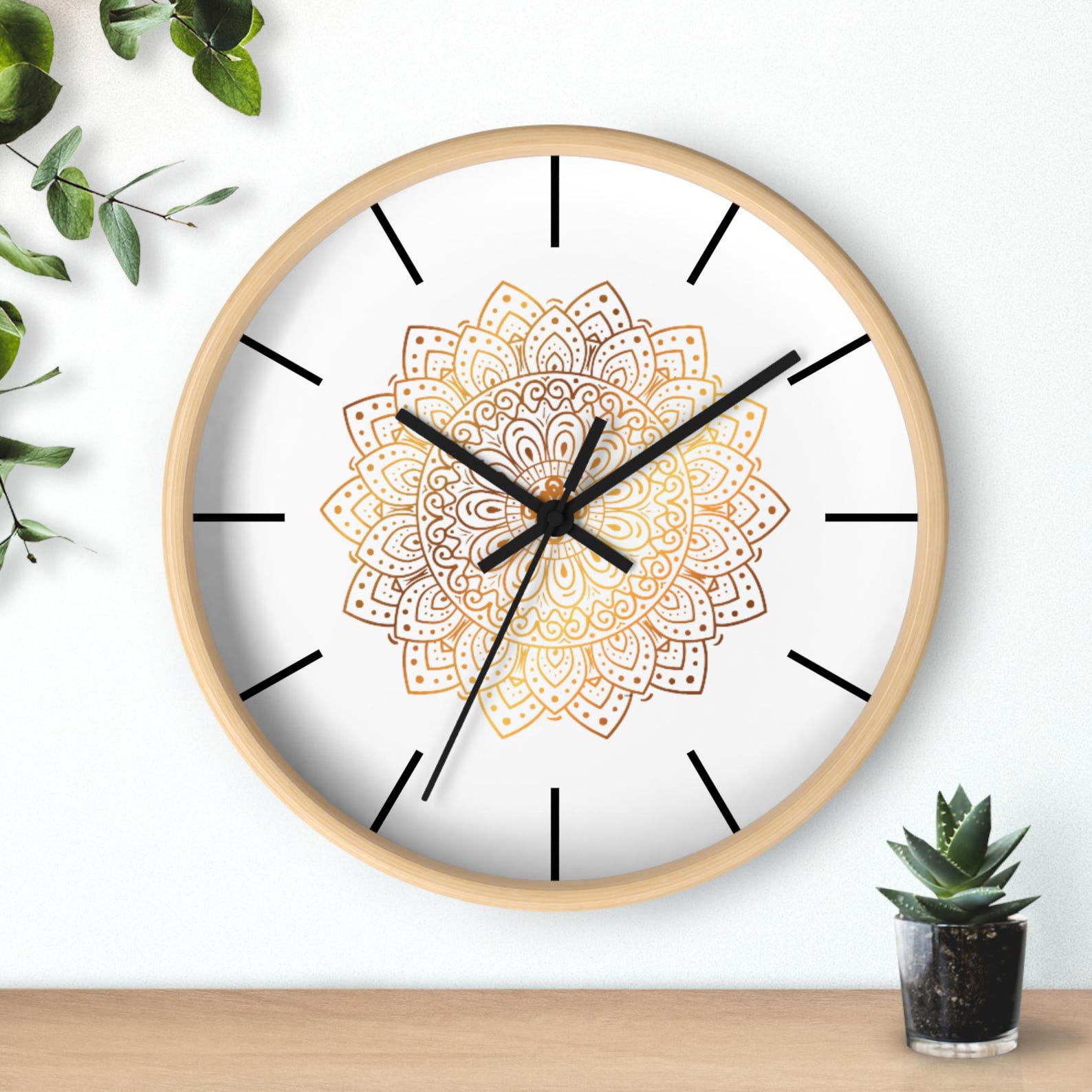Elegant Mandala Wall Clock, Boho Home Decor, Relaxing Timepiece, Unique ...