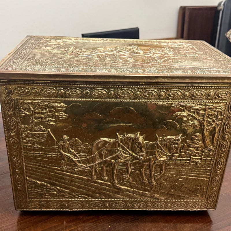 Vintage Brass Coal Box - Etsy