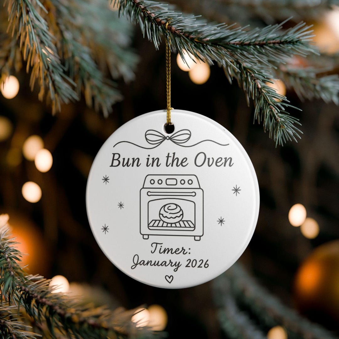 Custom Bun in the Oven Pregnancy Announcement Ornament | Personalized ...
