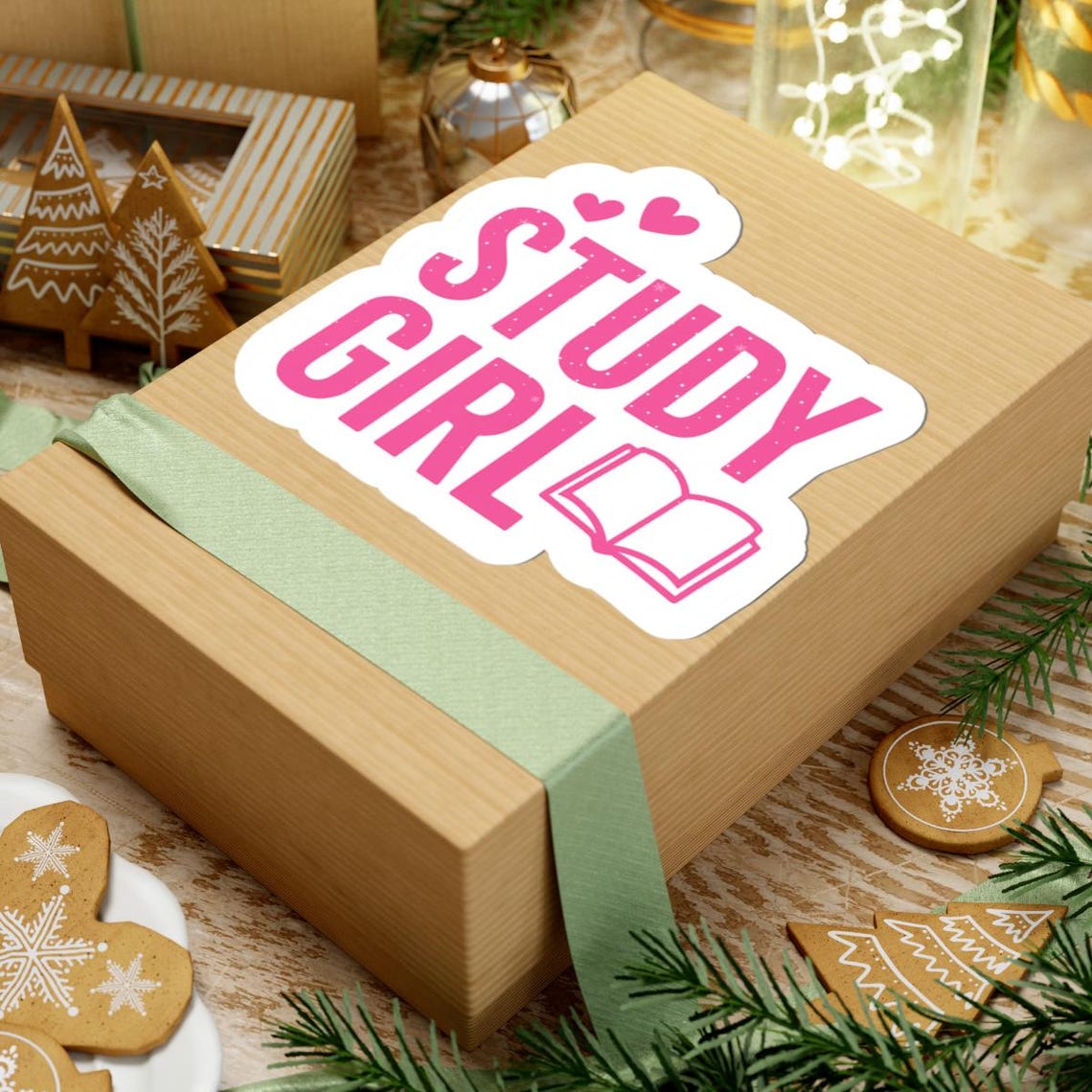 Study Girl Sticker | Pink Book Vinyl Decal, Laptop Decal - Etsy UK