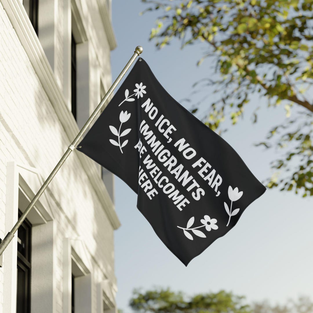 Immigrants Welcome Here Flag | Double-sided Political Banner - Etsy