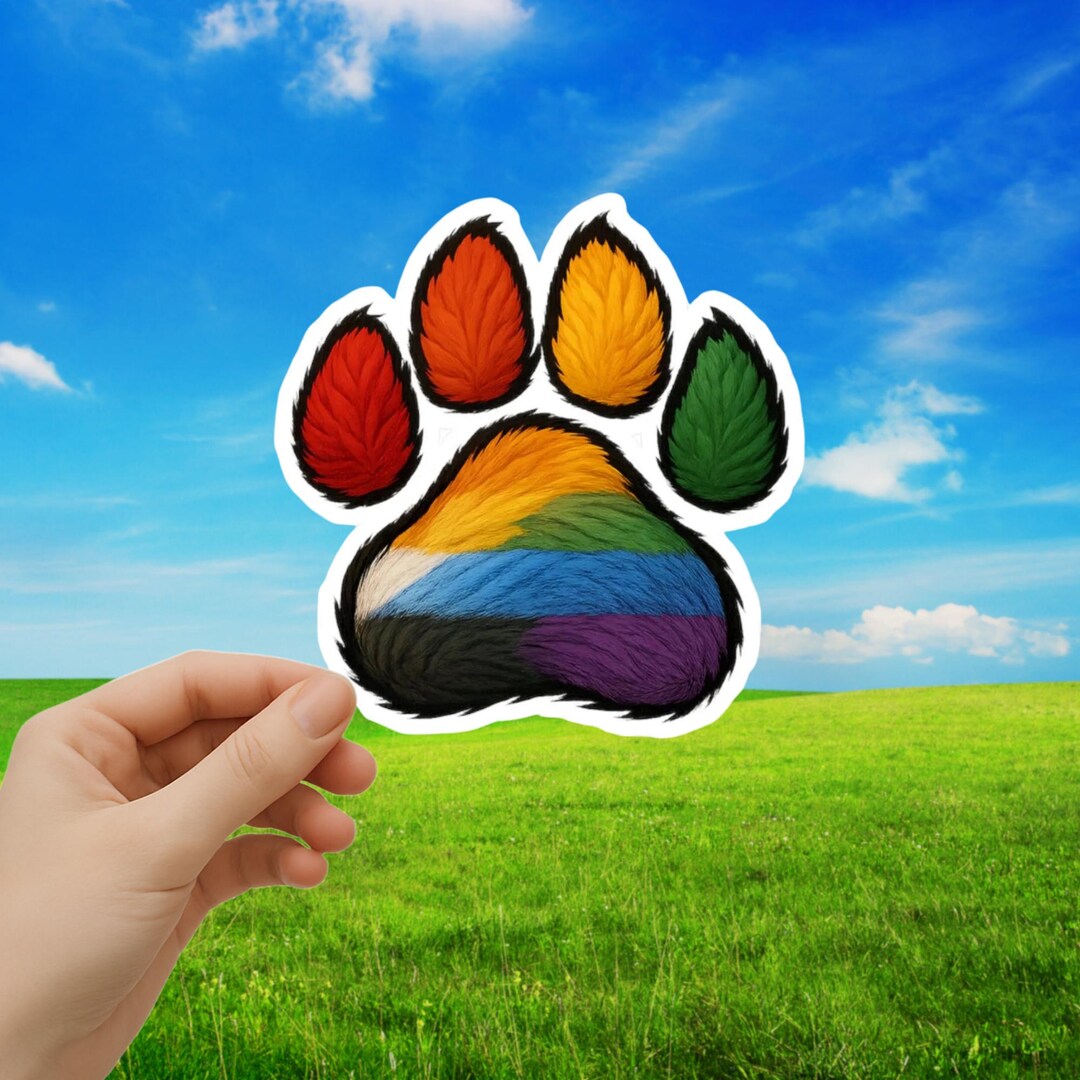Rainbow Pride Paw Sticker: LGBTQIA+ Furry Ally Vinyl Decal - Etsy