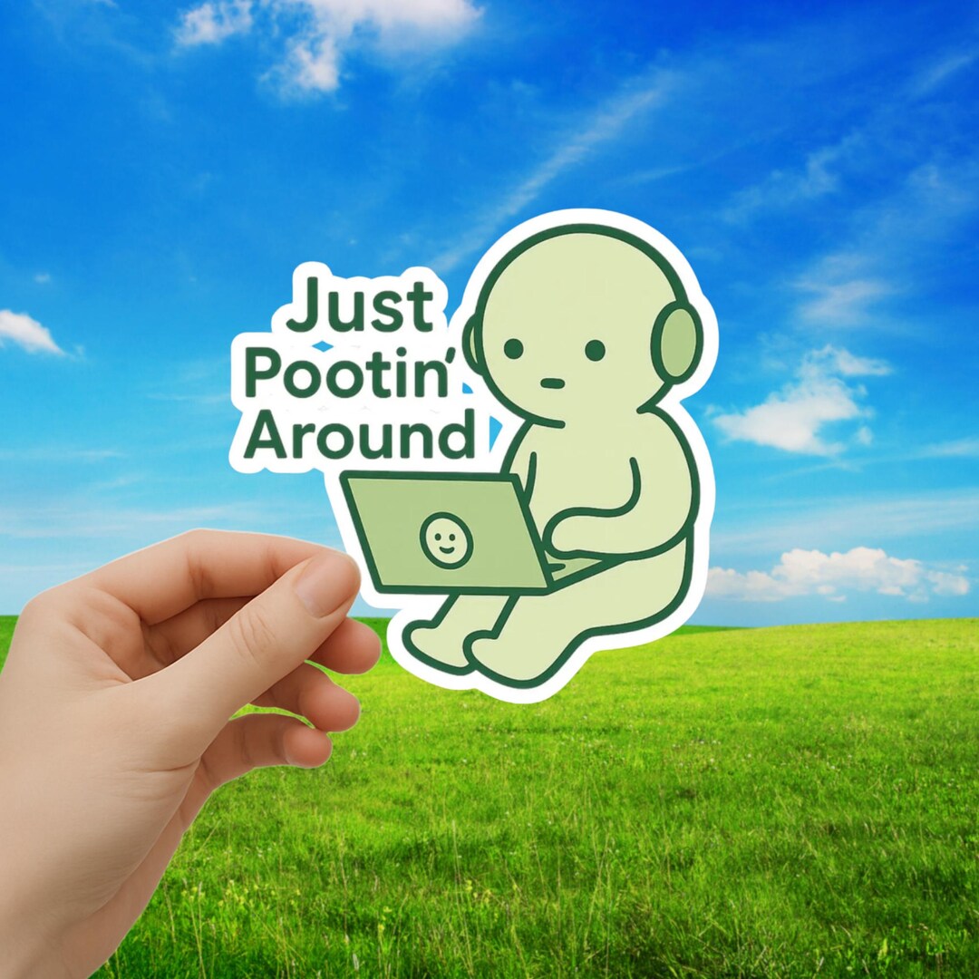 Just Pootin’ Around Laptop Sticker | Cute Tech Humor Decal - Etsy