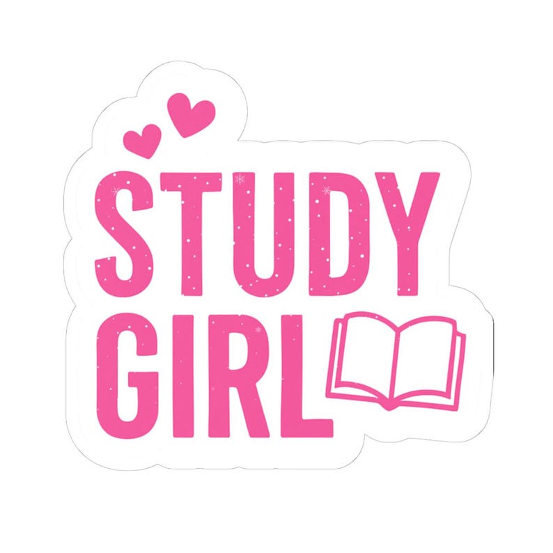 Study Girl Sticker | Pink Book Vinyl Decal, Laptop Decal - Etsy