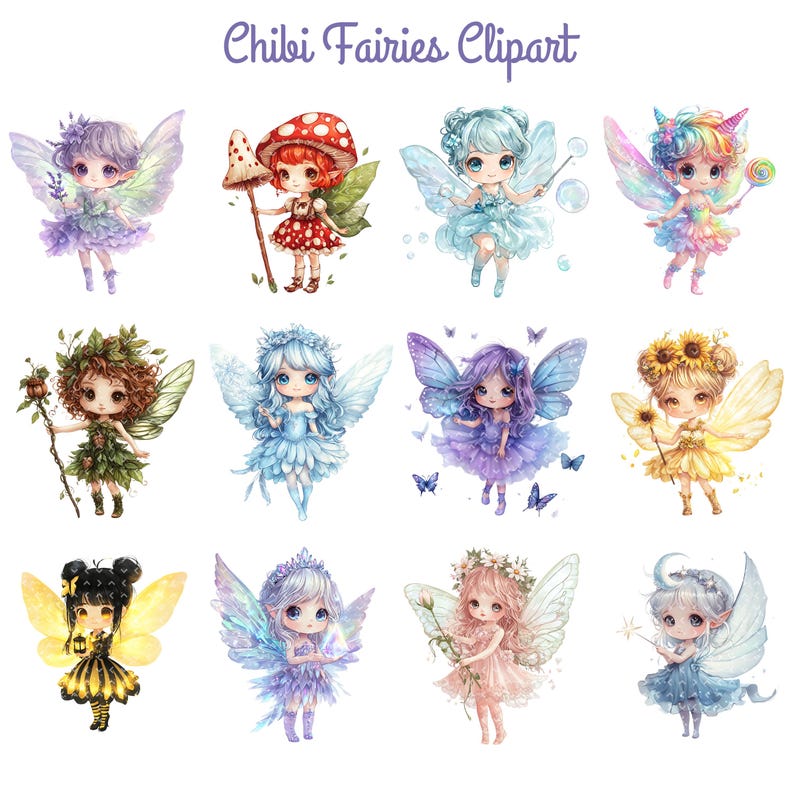 Fairy Png Bundle Chibi Fairy Digital Download Kawaii Fantasy Clipart ...