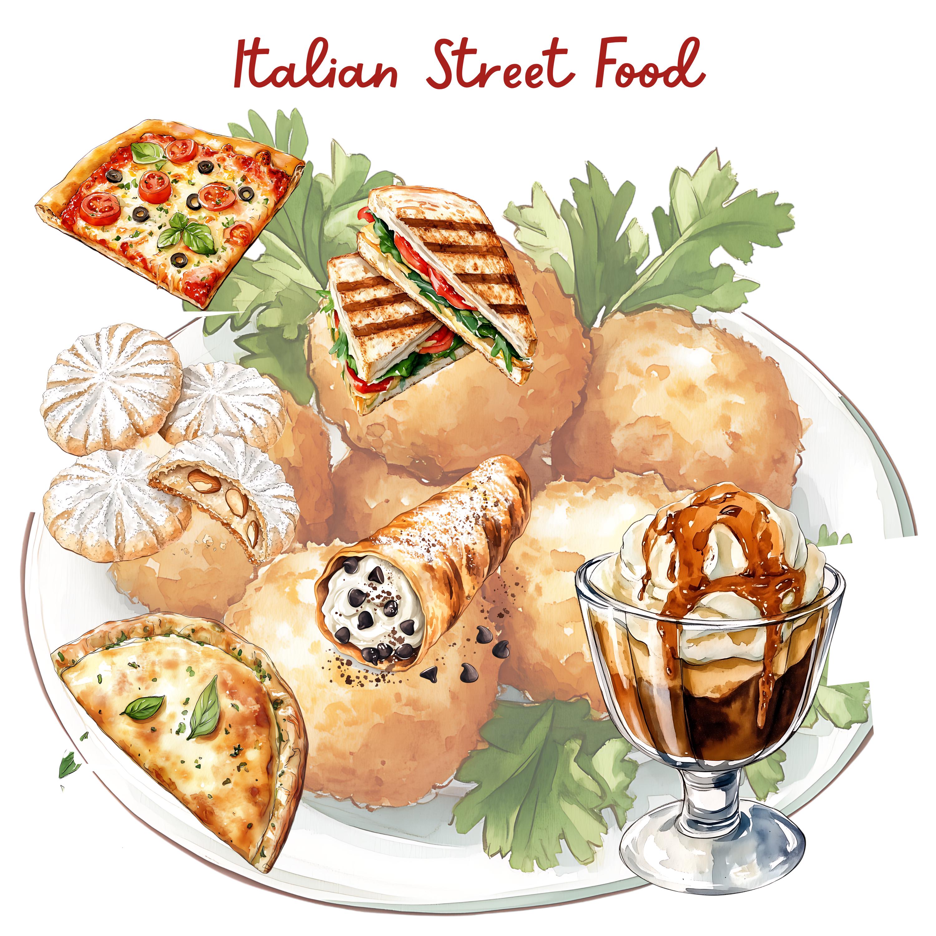 Watercolor Italian Food Clipart Bundle Bakery Sweet Coffee Wine Pastry ...