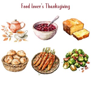 Thanksgiving Food Clipart Watercolor Thanksgiving Dinner Png Harvest ...