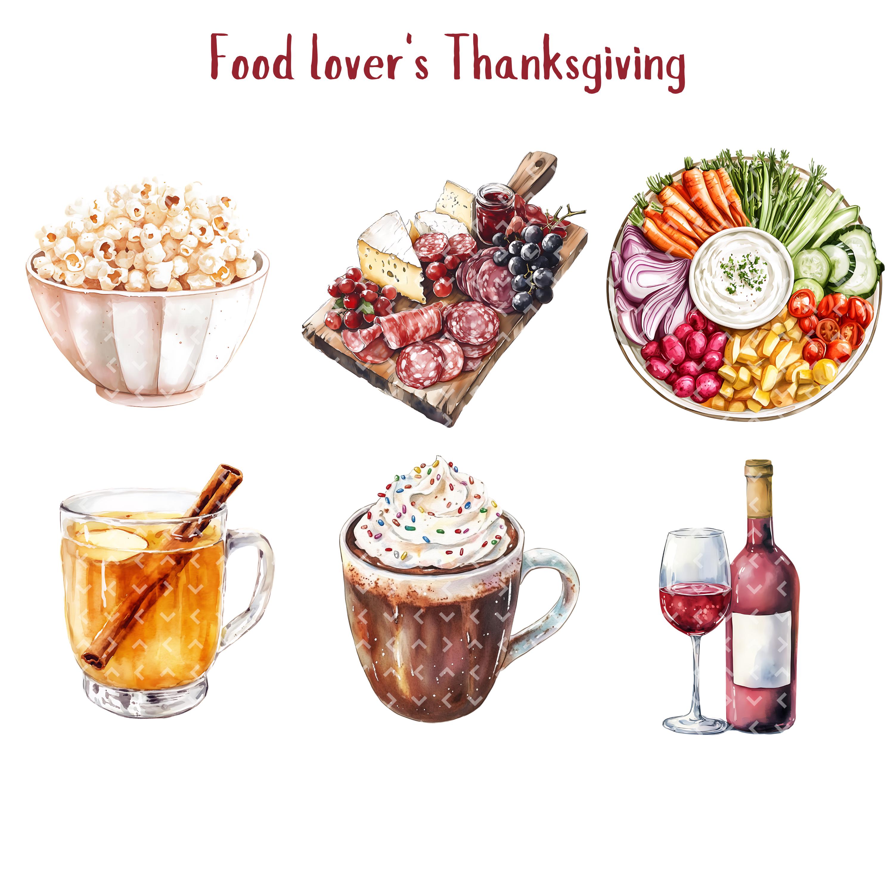 Thanksgiving Food Clipart Watercolor Thanksgiving Dinner Png Harvest ...