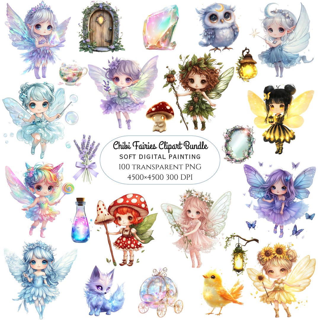 Fairy Png Bundle Chibi Fairy Digital Download Kawaii Fantasy Clipart ...