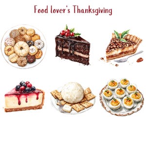 Thanksgiving Food Clipart Watercolor Thanksgiving Dinner Png Harvest ...