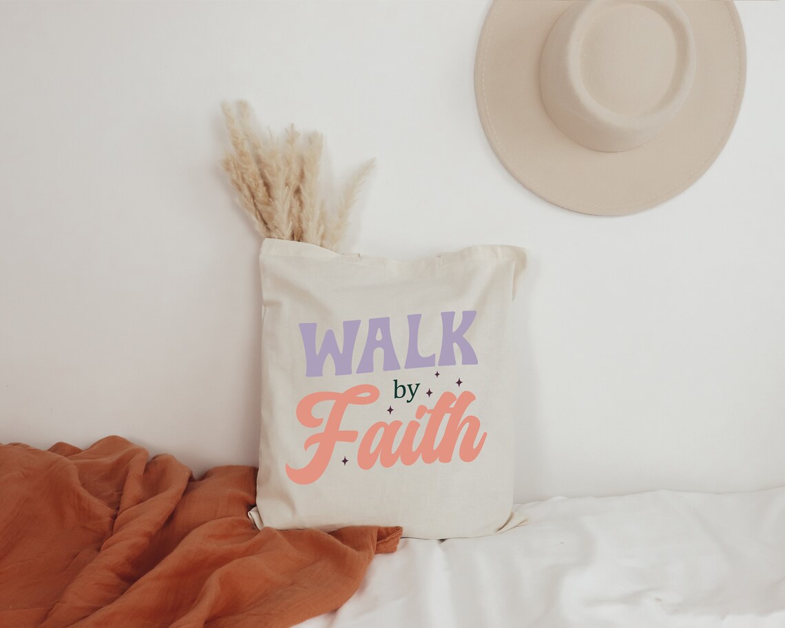 Canvas Tote Bag Walk by Faith Religious Tote Bible Tote - Etsy
