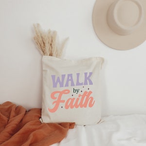 Canvas Tote Bag Walk by Faith Religious Tote Bible Tote - Etsy