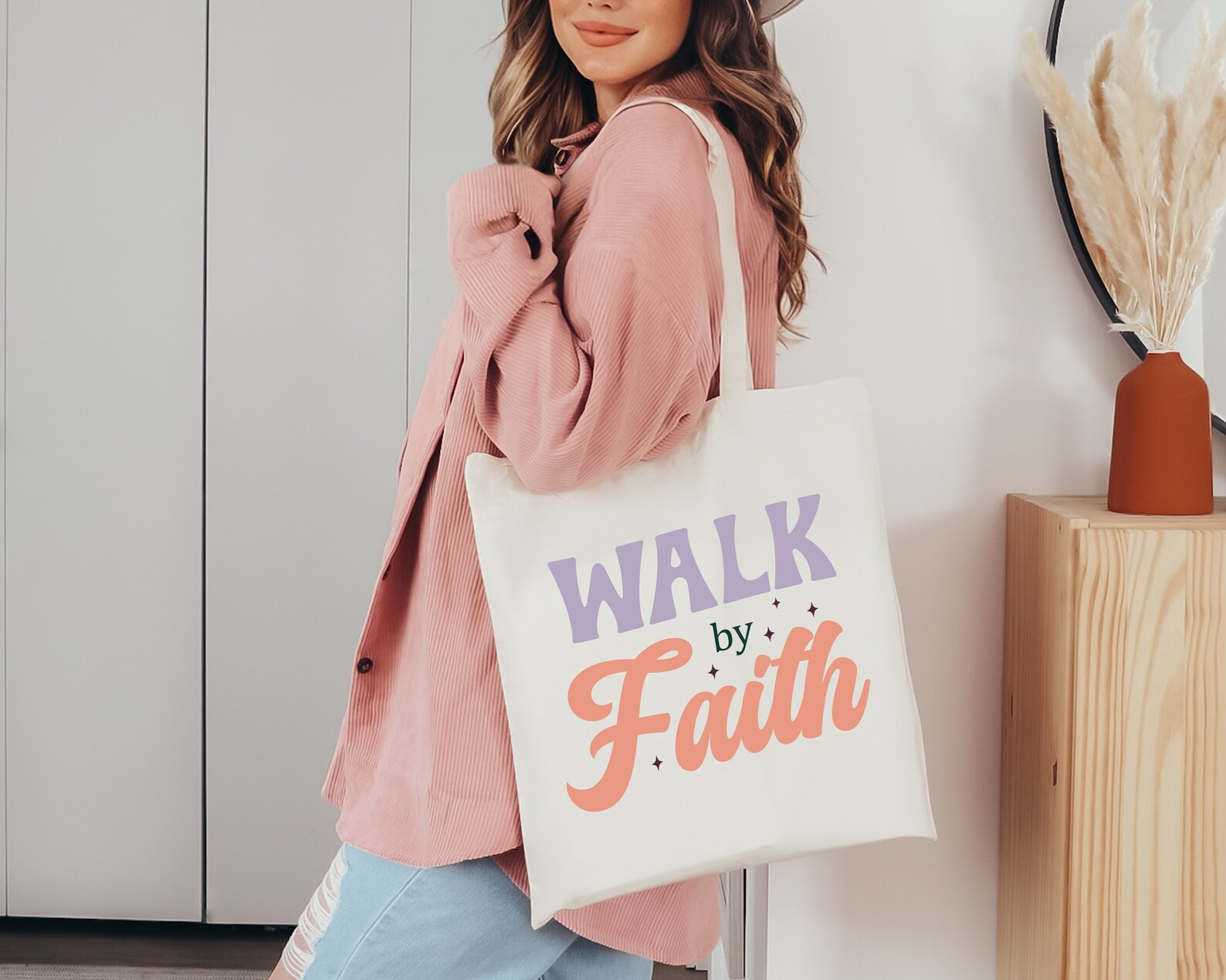Canvas Tote Bag Walk by Faith Religious Tote Bible Tote - Etsy