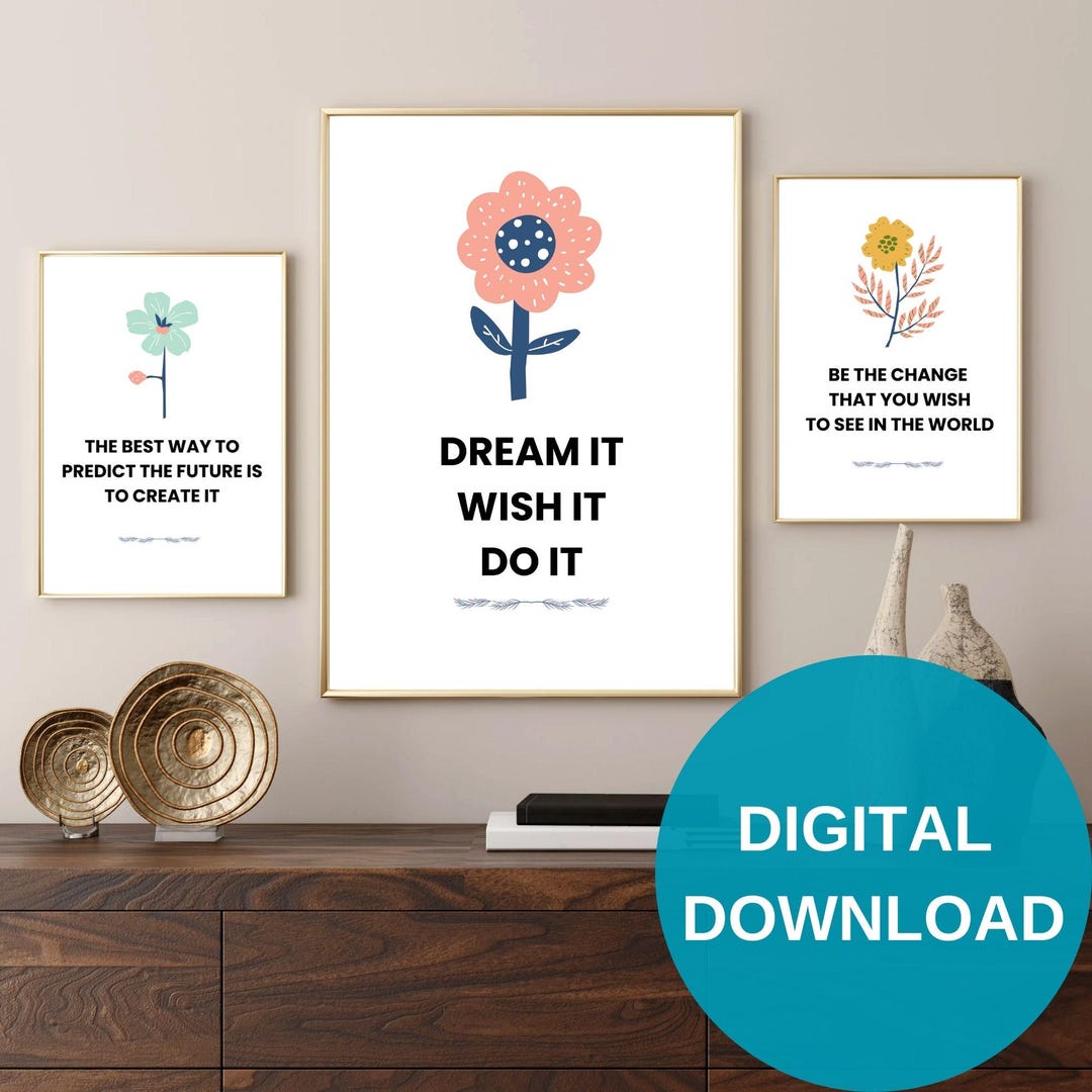 3 Positive Affirmations Flower Printable Wall Art, Wall Art, Flower ...