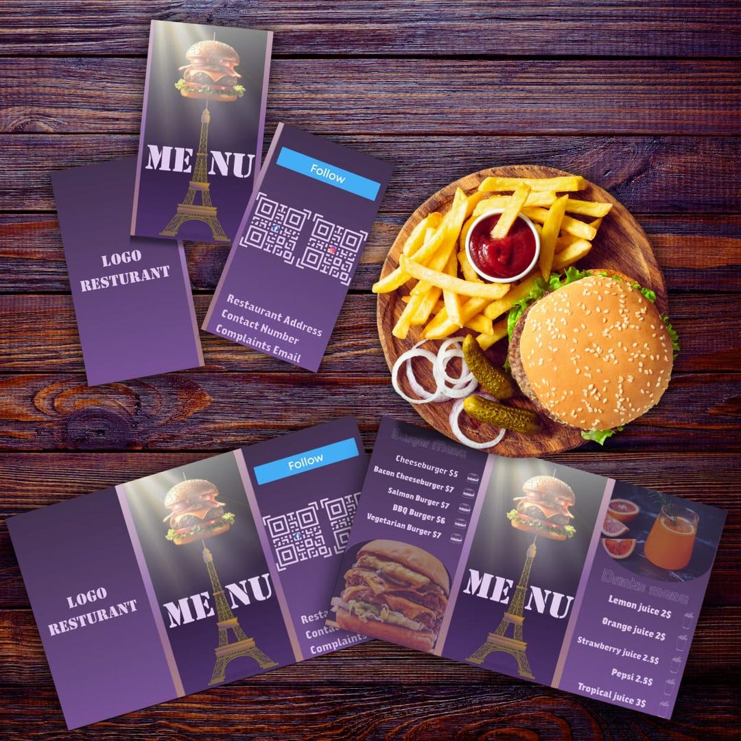Luxurious Purple Burger Menu - Stunning Design ,customizable ...