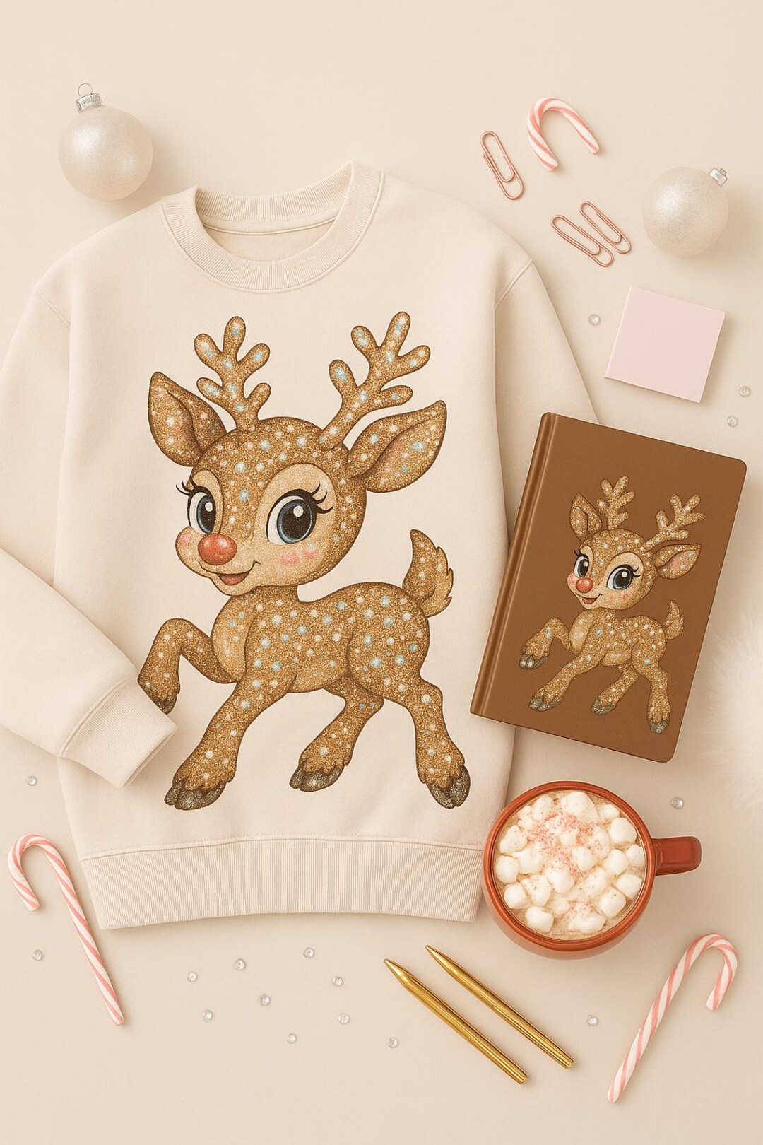 Rhinestone Reindeer Christmas PNG, Sparkly Glitter Deer Digital ...