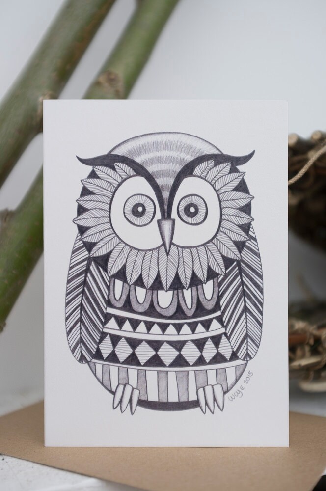 Owl Greetings Card - Etsy UK