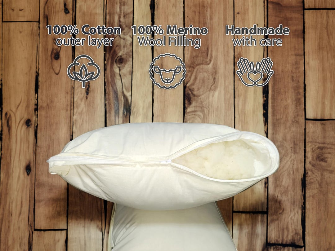 Organic Wool Pillow, Natural Sleeping Pillow, Wool Bed Pillow, King ...