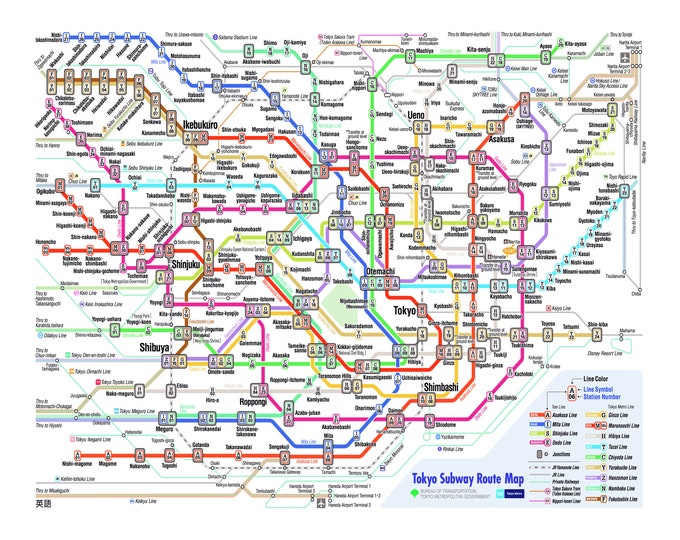 Tokyo Metro subway Map 16x12 Heavyweight Art Print English - Etsy