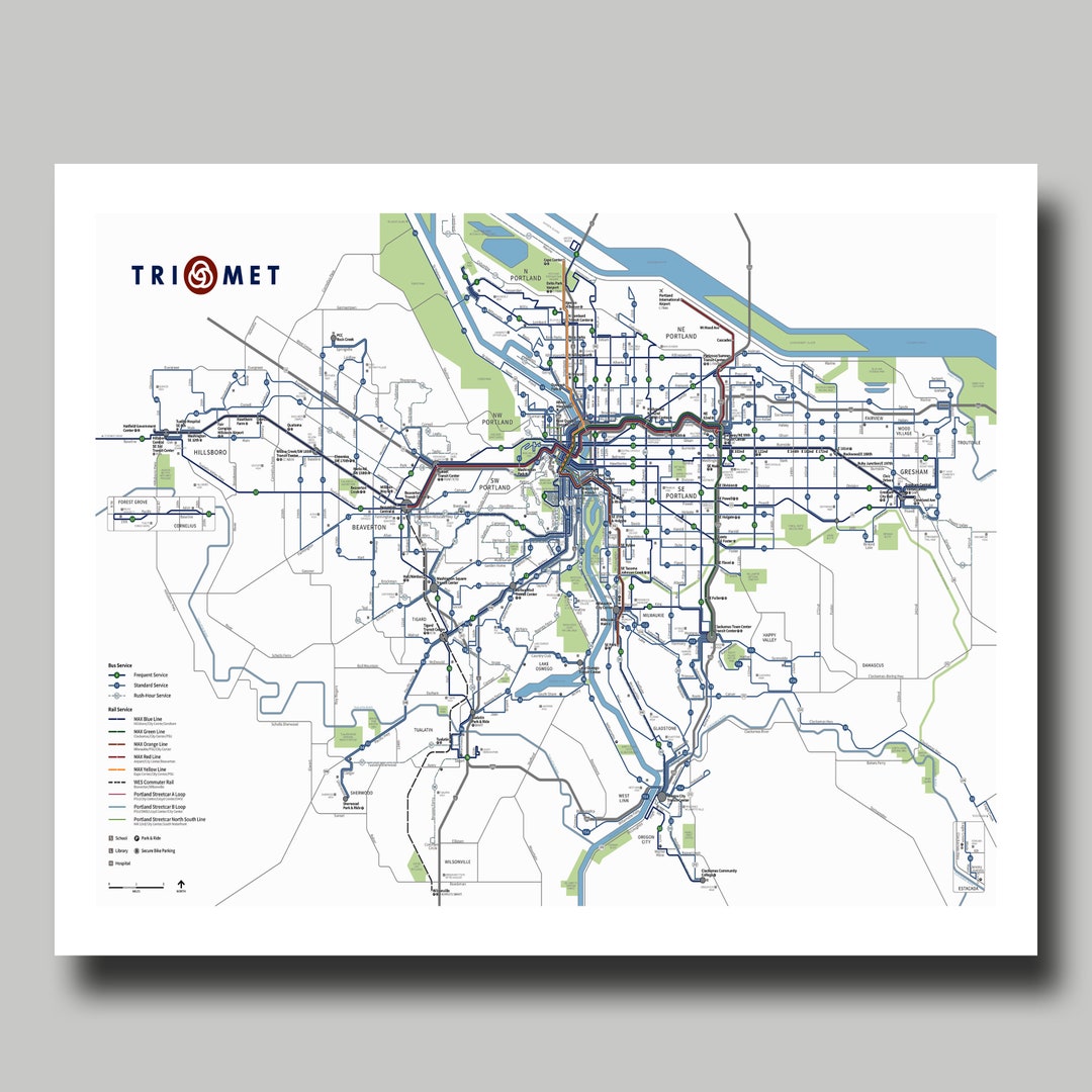 Portland - Oregon - Map - Metro Map - Print - Poster - MTA - Etsy