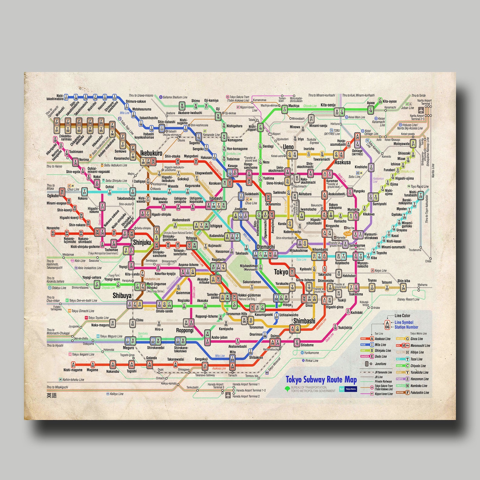 Tokyo - Map - Metro Map - Subway - Japan - Print - Poster - Vintage - Etsy