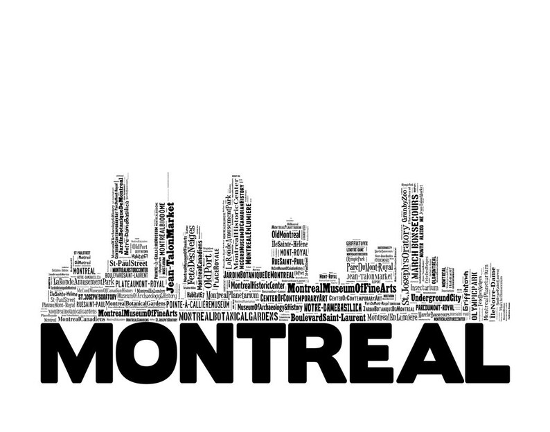 Montreal Canada Skyline Word Art 3 Typography Print Poster - Etsy