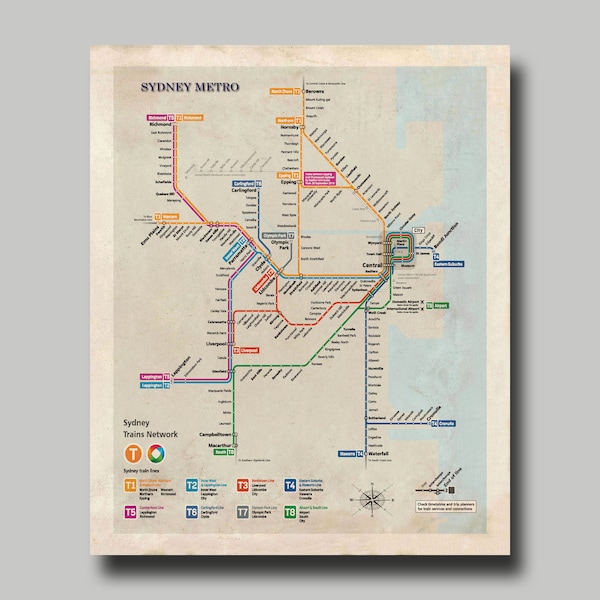 Sydney Metro Map - Etsy