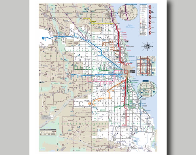 Chicago Map CTA Metro Map Print Poster Subway Map - Etsy