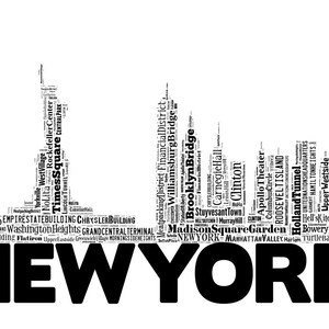 New York Skyline 2 Word Art Typography Print Poster - Etsy