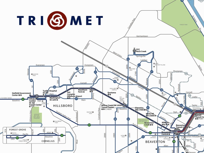 Portland - Oregon - Map - Metro Map - Print - Poster - MTA - Etsy