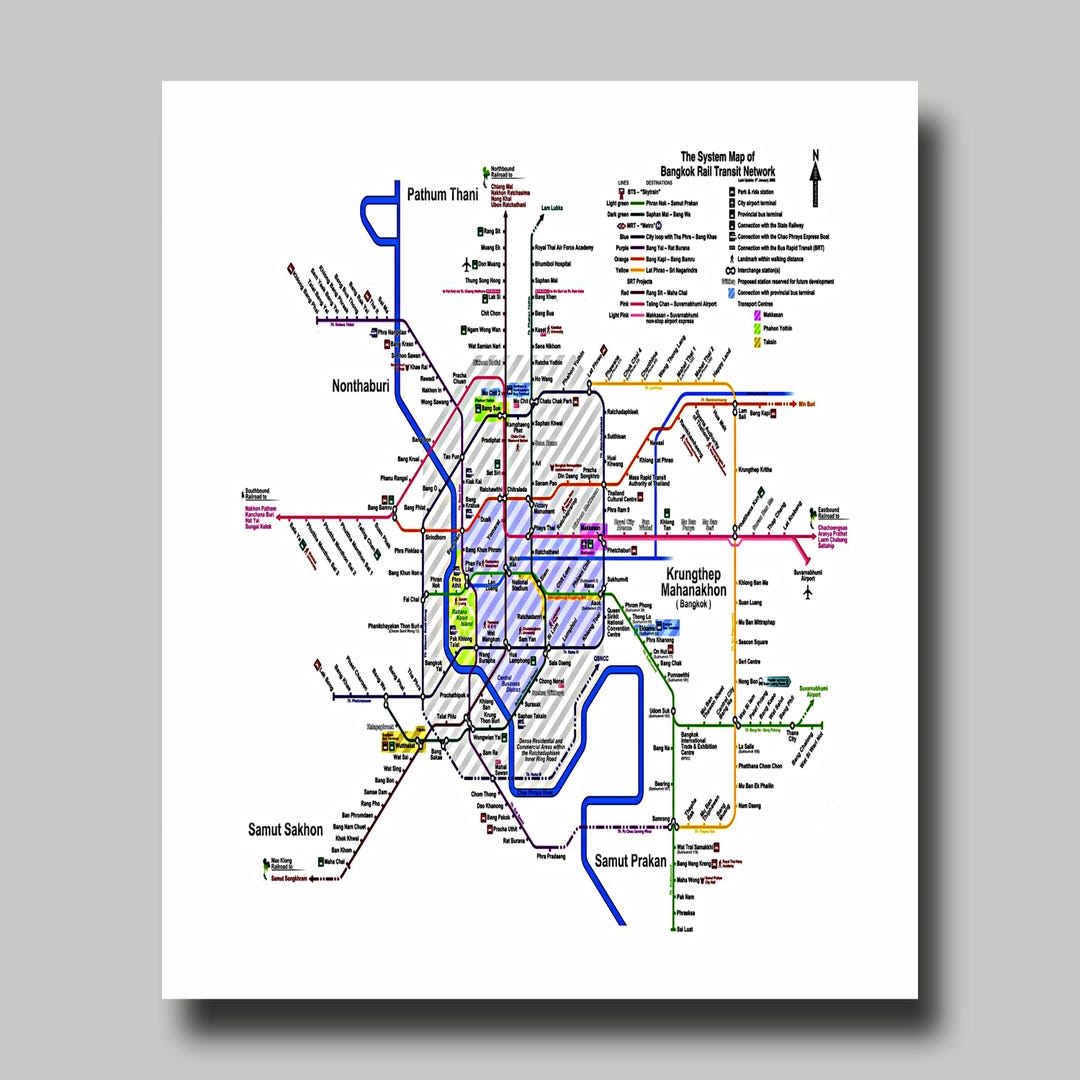 Bangkok - Map - Metro Map - Print - Poster - Underground - Etsy