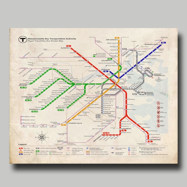 Boston Map Poster - Etsy