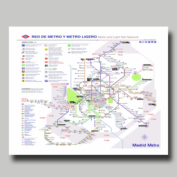 Madrid Spain Map Metro Map Print Poster | Etsy
