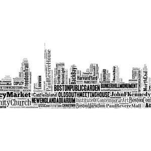 Boston Skyline Word Art Typography Print Poster Map - Etsy