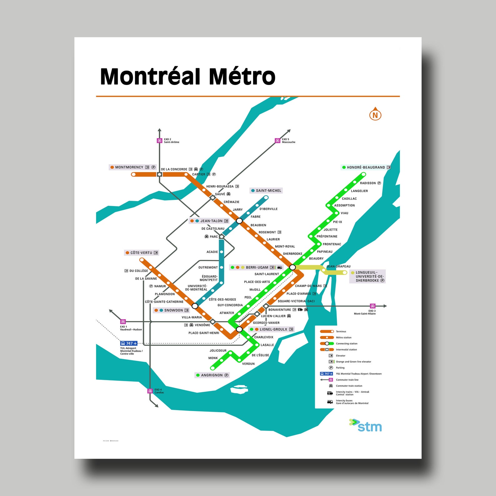 Montreal - Canada - Map - Metro Map - Transportation - Bus - Print ...