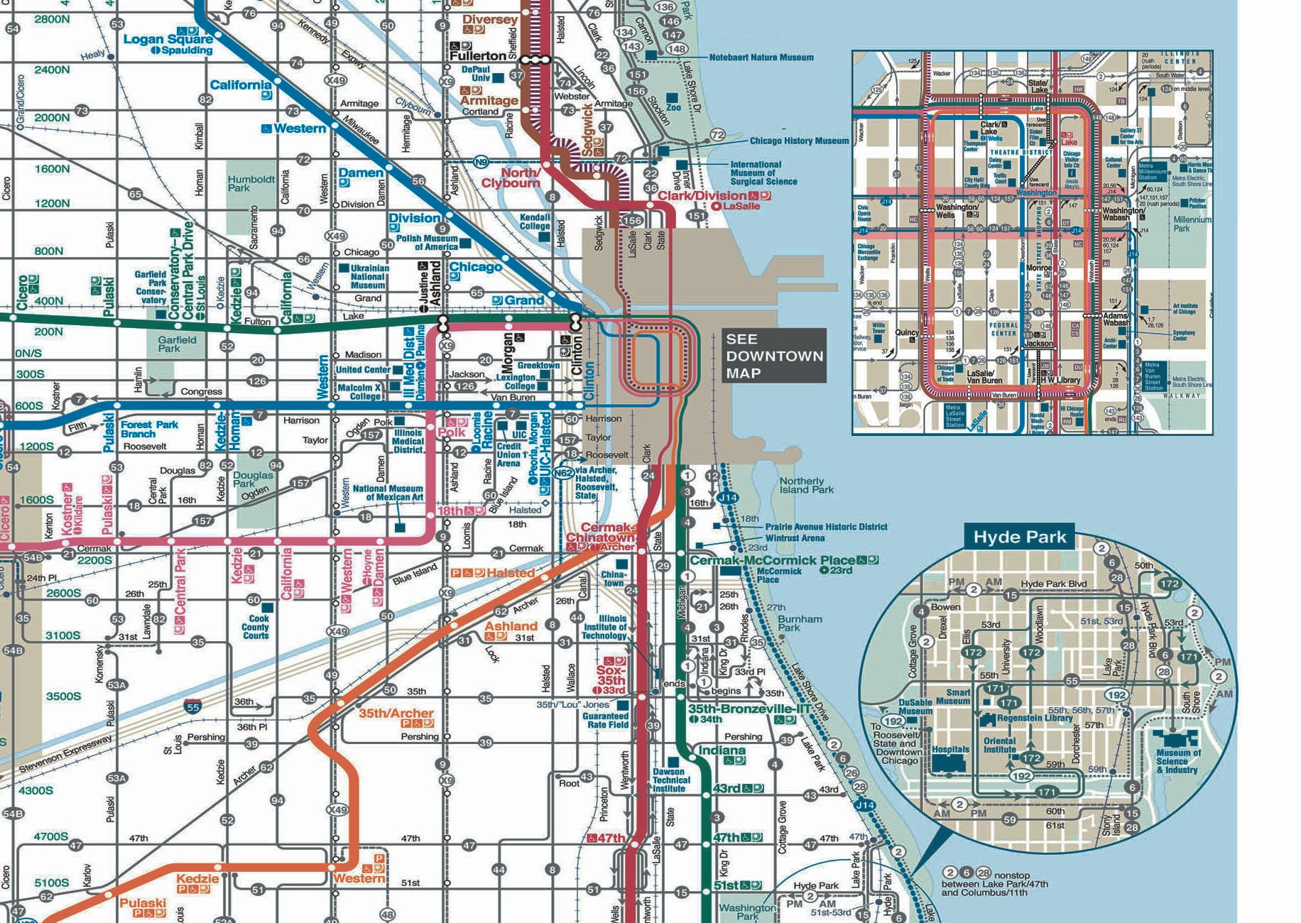 Chicago Map CTA Metro Map Print Poster Subway Map - Etsy