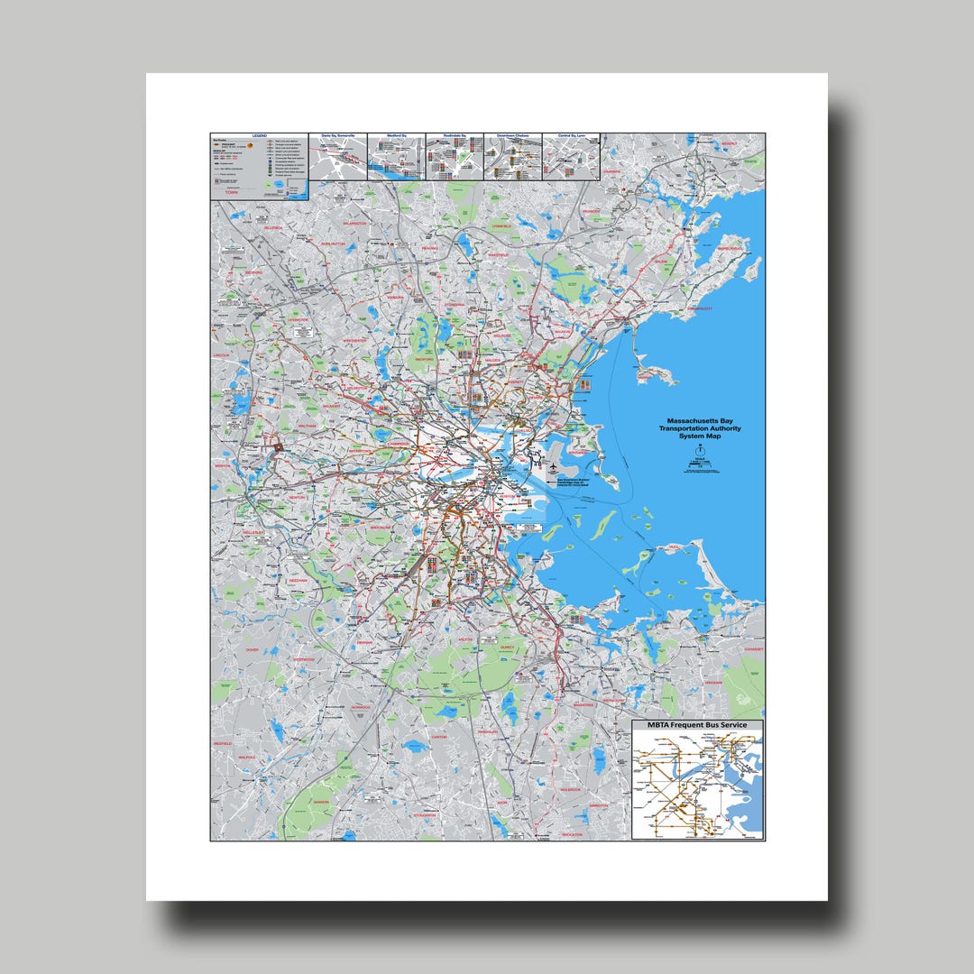 Boston - Map - Metro Map - Massachusetts Bay Transportation Authority ...